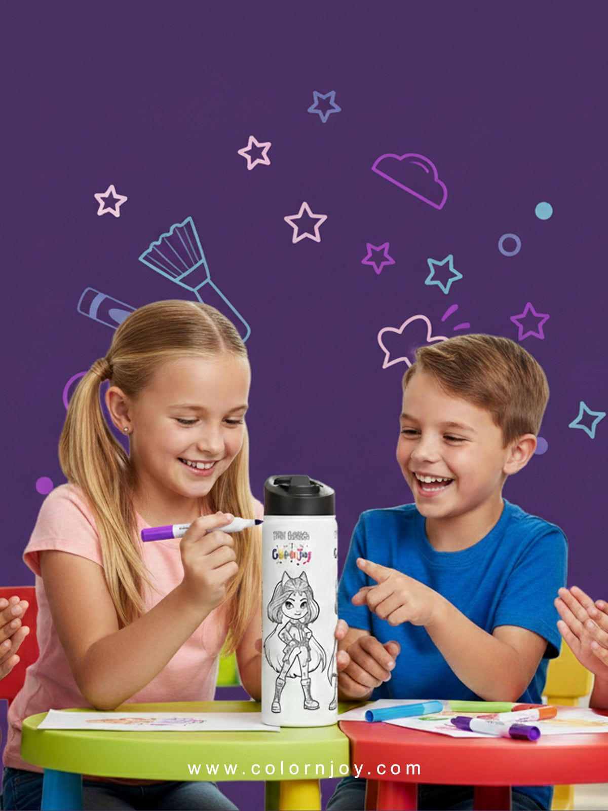 Descendants Coloring Water Bottle | Eco-Friendly Stainless Steel Gift ...
